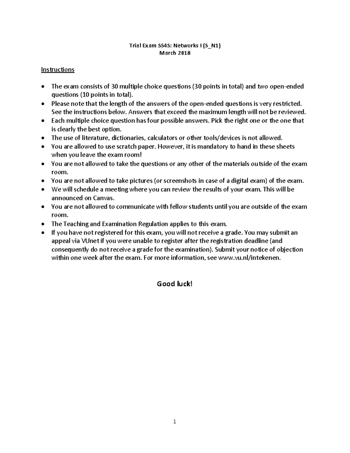 Proef/oefen tentamen 2018, vragen en antwoorden - Warning: TT: undefined function: 32 Warning ...