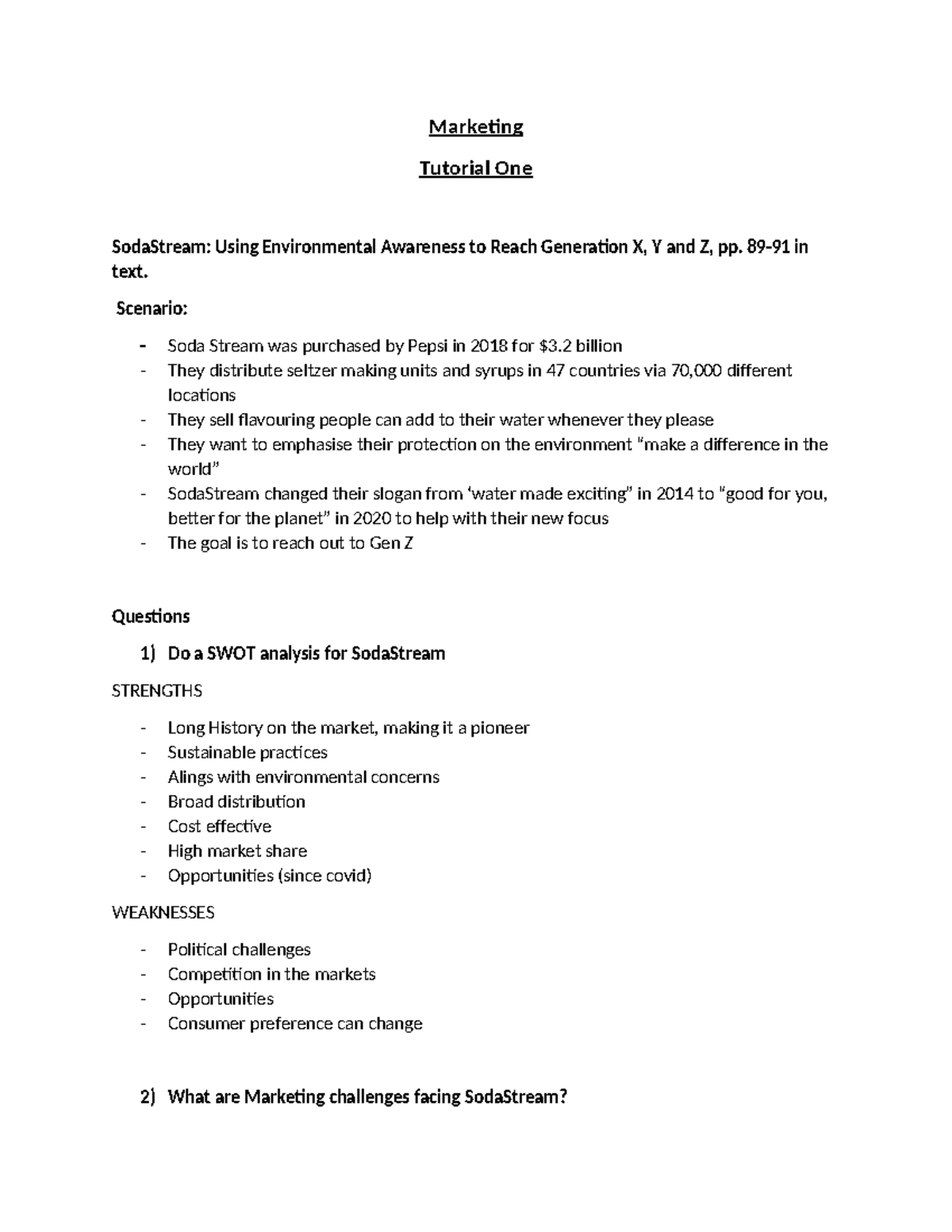 Marketing - Tutorial 1 - Marketing Tutorial One SodaStream: Using ...