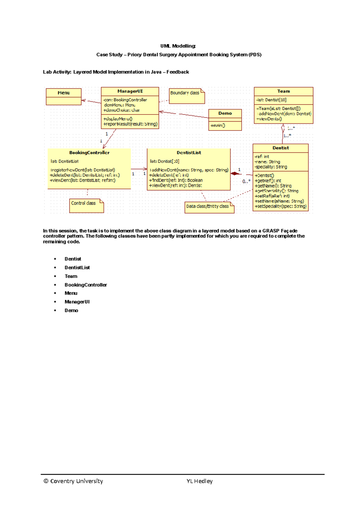 Lab Activity - Layered Model Implementation v2 - Feedback - UML ...