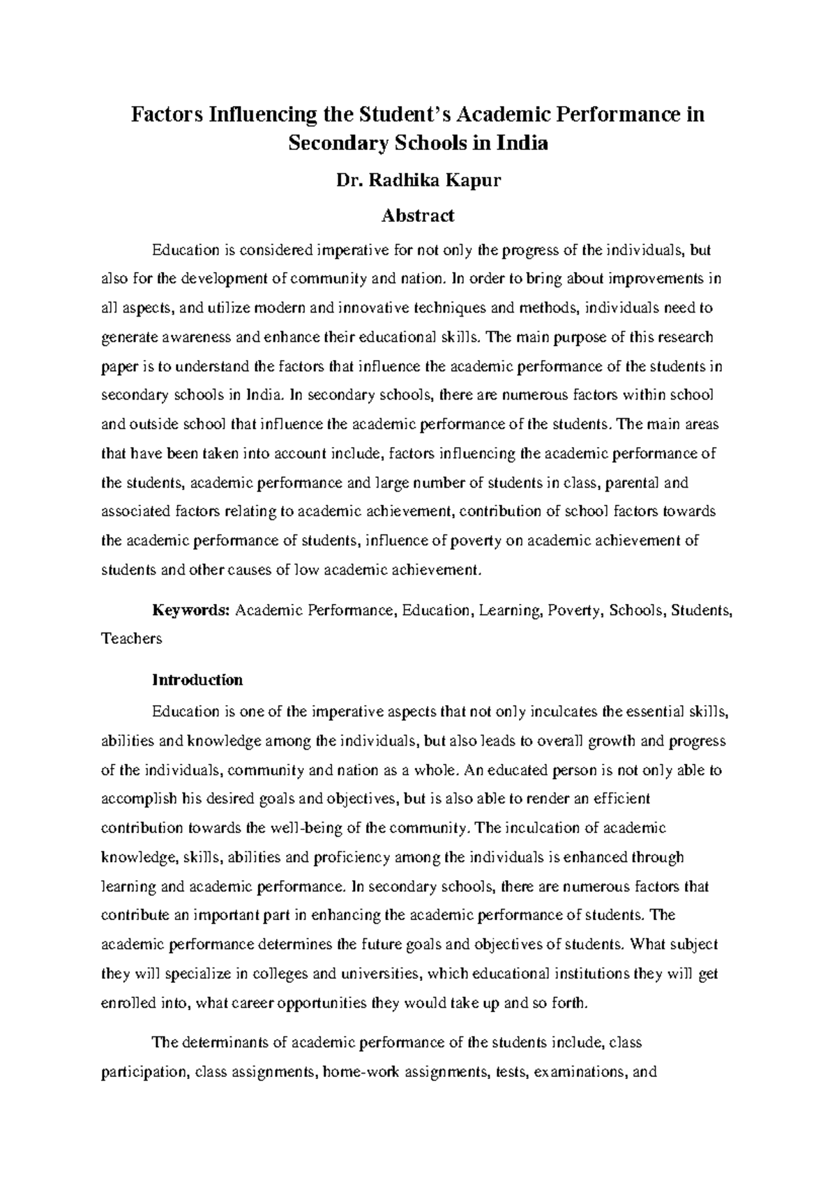 Factors Influencingthe Student - Factors Influencing the Student’s ...