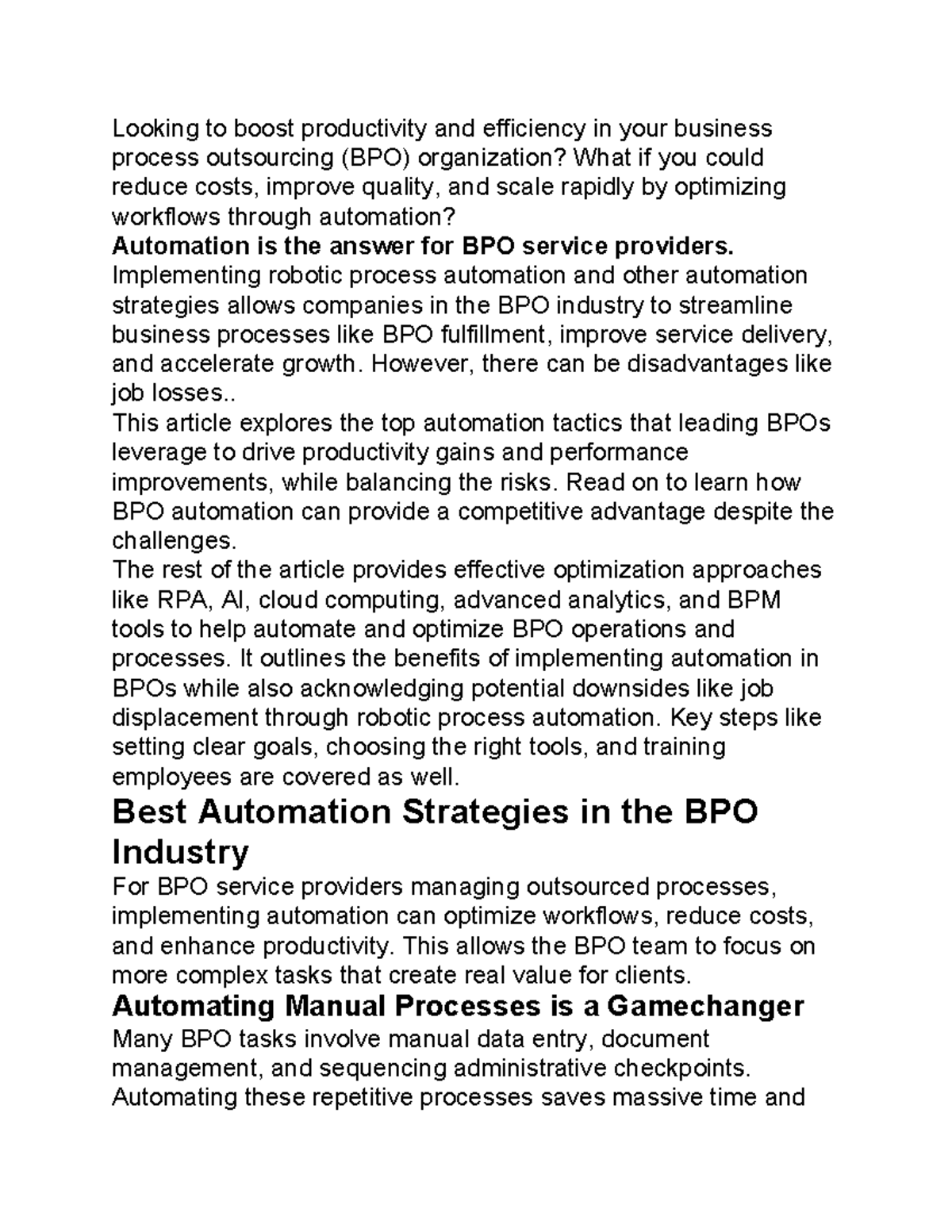 Automation bpo - dagryidrrtu - Looking to boost productivity and efficiency in your business ...