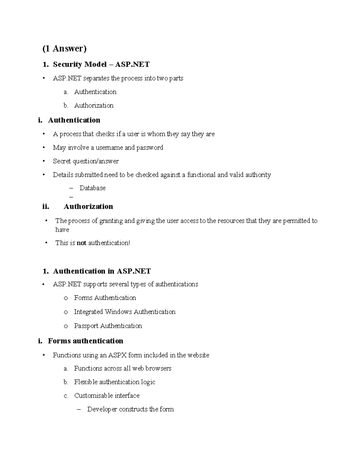 Prayas sample solution - (1 Answer) 1. Security Model – ASP • ASP ...