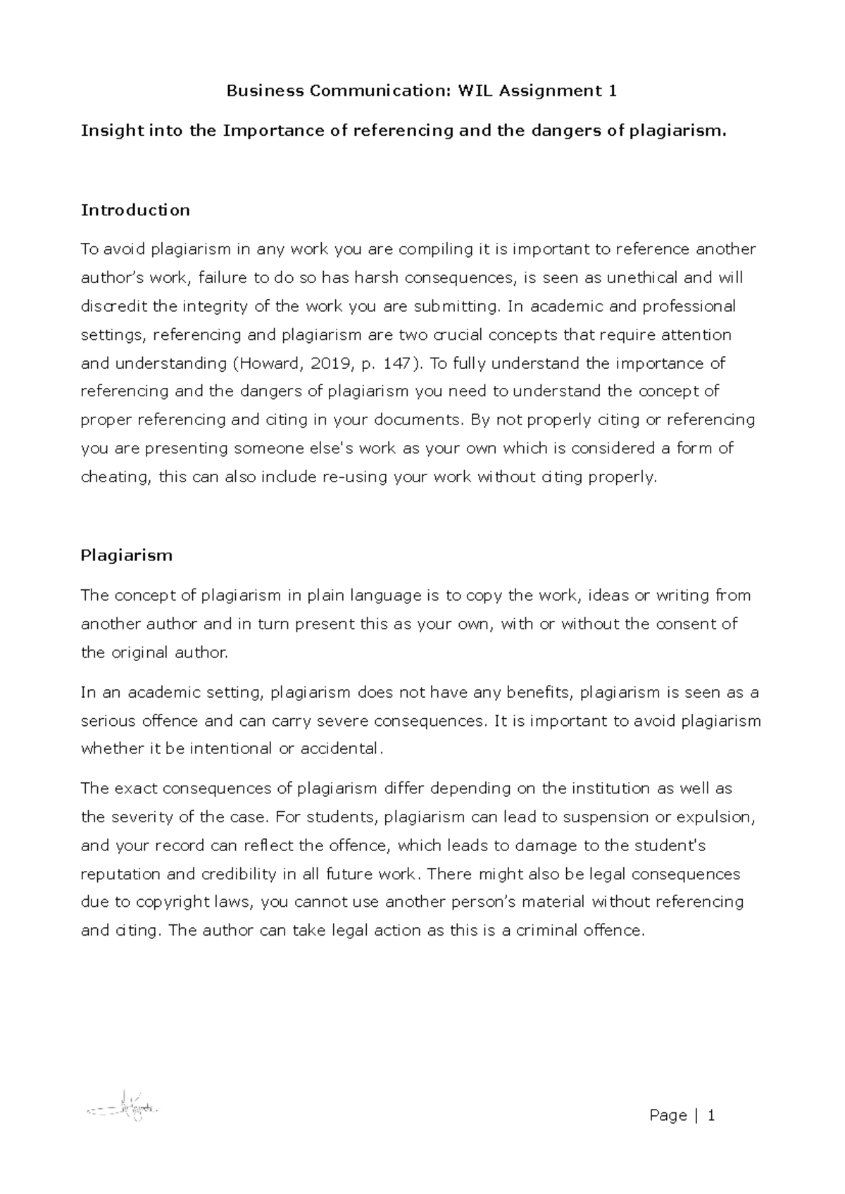 Bus Communication - Business Communication: WIL Assignment 1 Insight into the Importance of ...