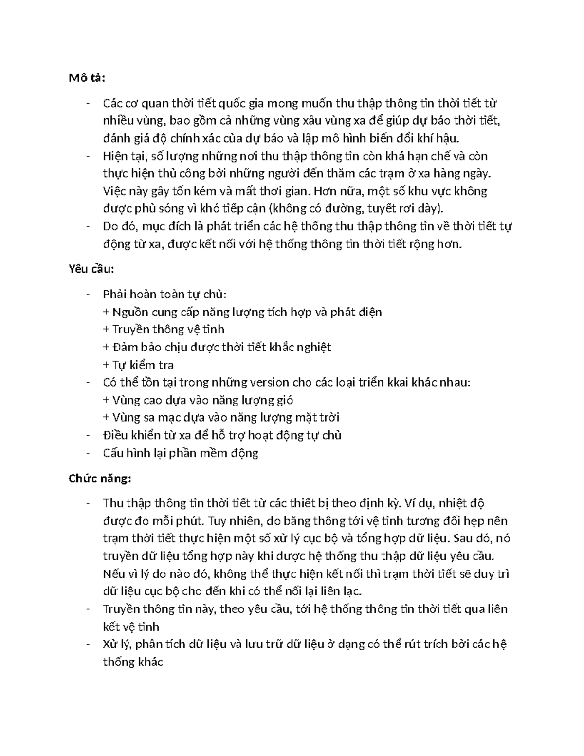 Case study of a wilderness weather station - Mô tả: - Các cơ quan thời ...