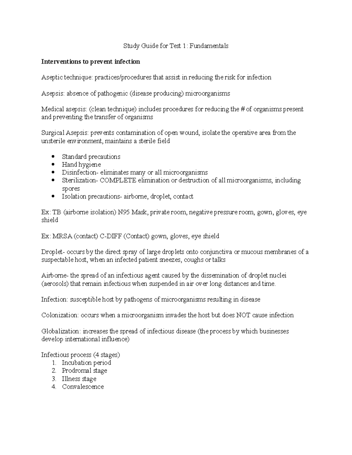 Study Guide For Test 1 N A Study Guide For Test 1 Fundamentals