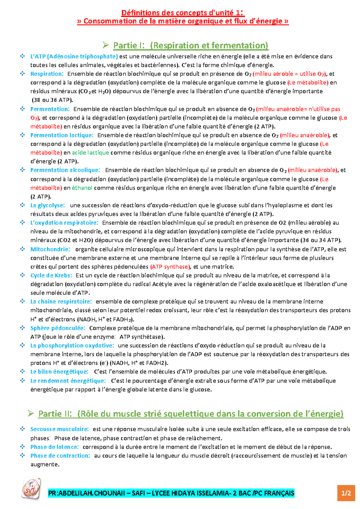 Définition de ATP - PR:ABDELILAH – SAFI – LYCEE HIDAYA ISSELAMIA- 2 BAC ...