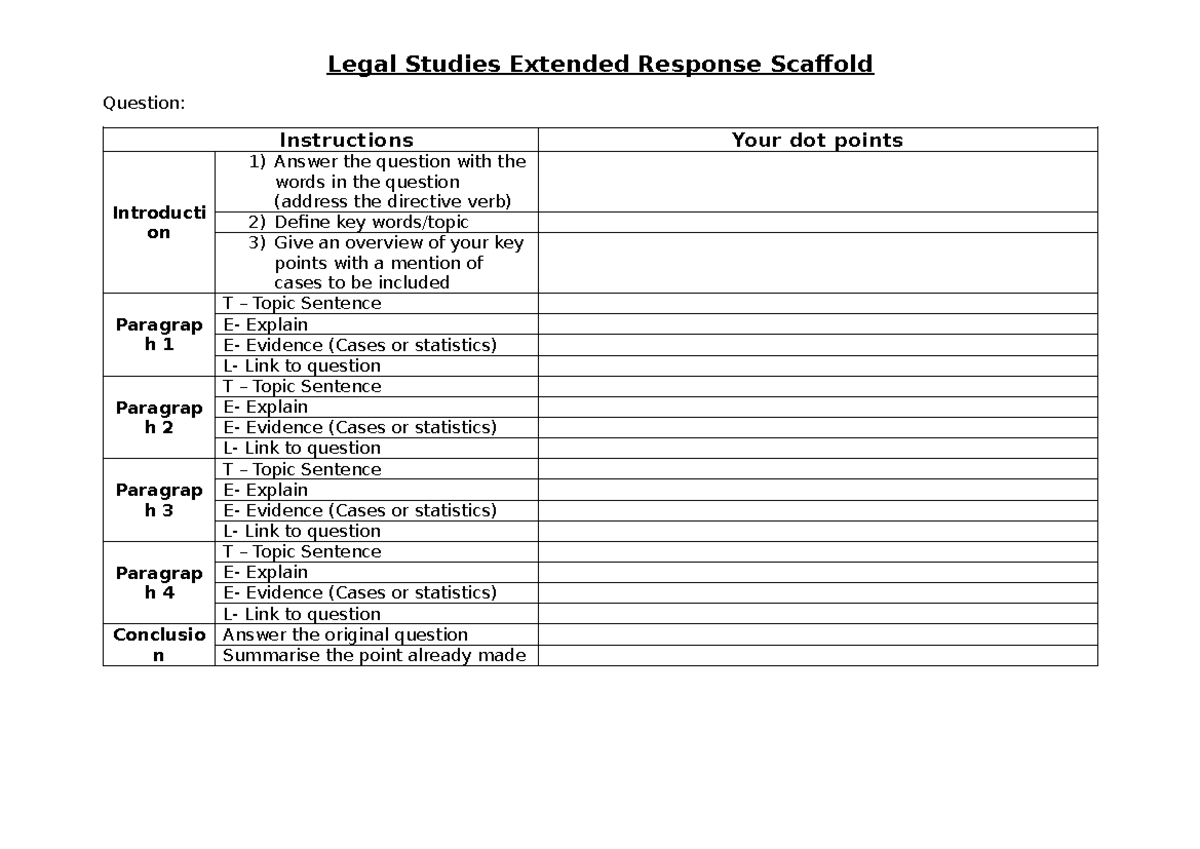 Legal Studies Extended Response Scaffold - Legal Studies Extended ...