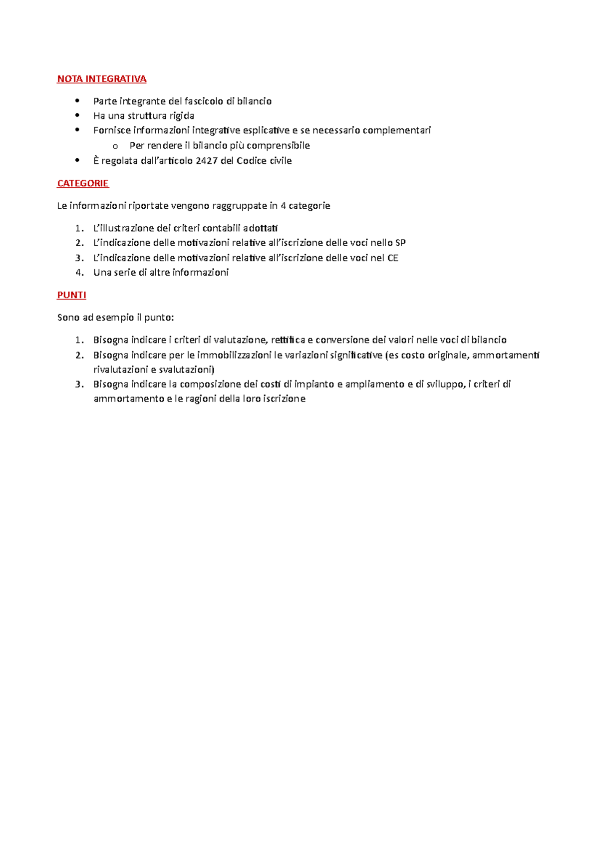 NOTA Integrativa - NOTA INTEGRATIVA Parte integrante del fascicolo di ...