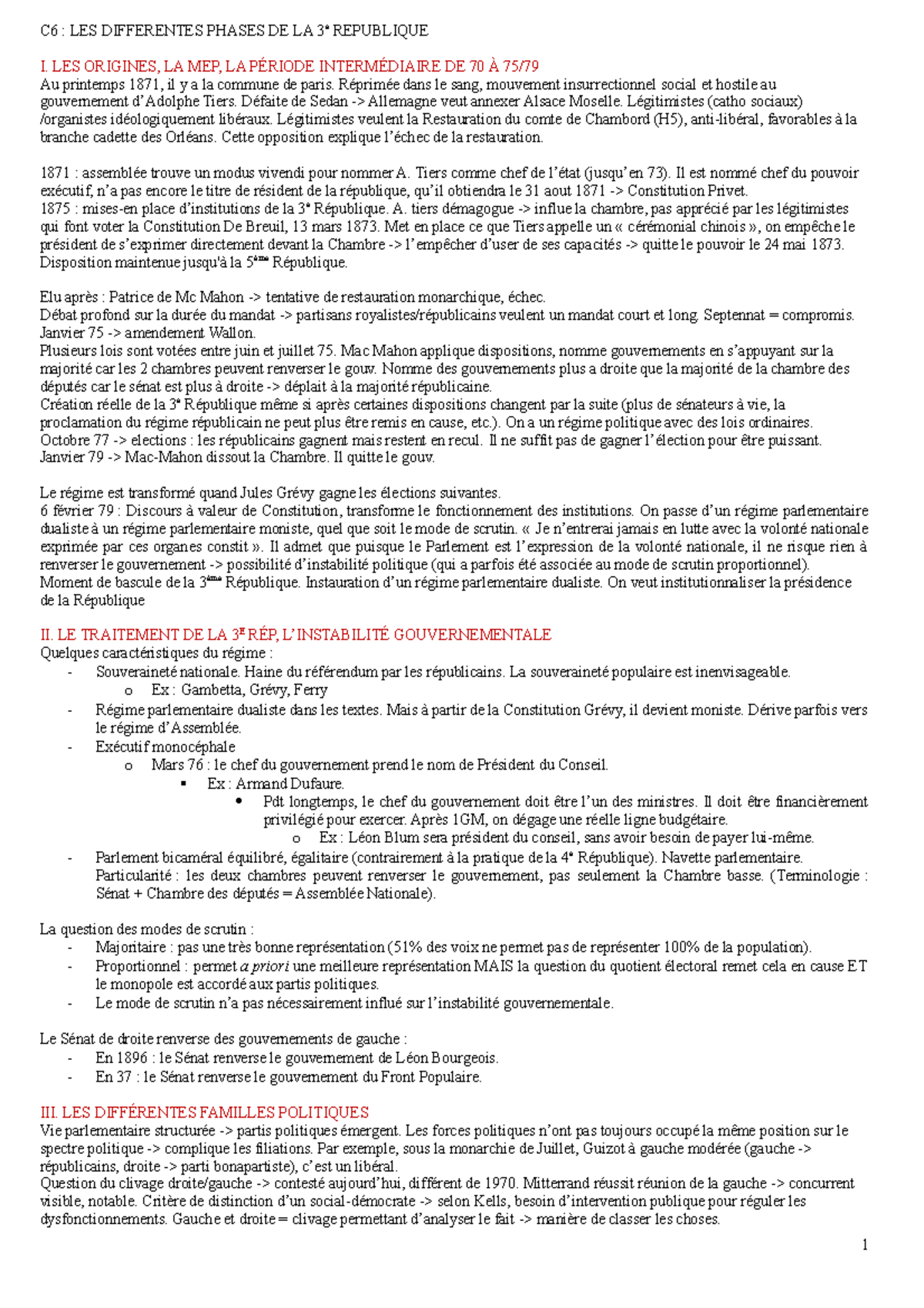 C6 Histoire Contemporaine - C6 : LES DIFFERENTES PHASES DE LA 3e ...