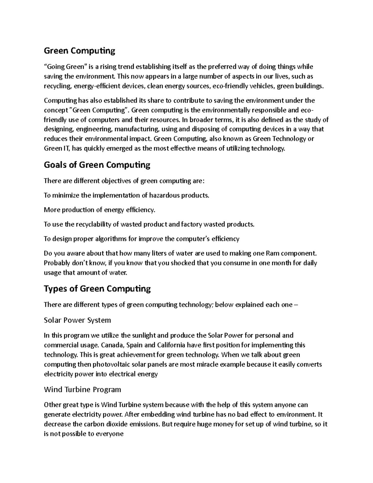 MIS Report - Green Computing “Going Green” is a rising trend ...