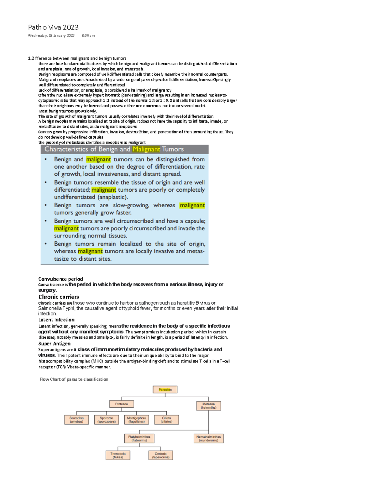 Patho Viva - notes for MBBS - 1 between malignant and benign tumors ...