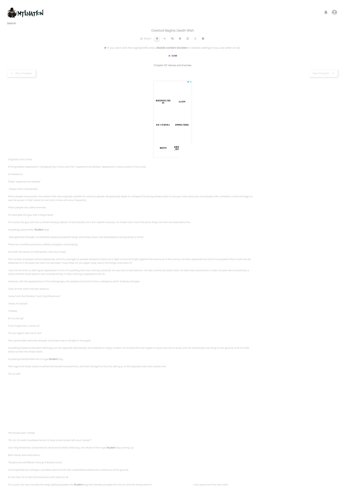 Chapter 127 Heroes and Enemies - Mtlnation - Overlord Begins: Death ...