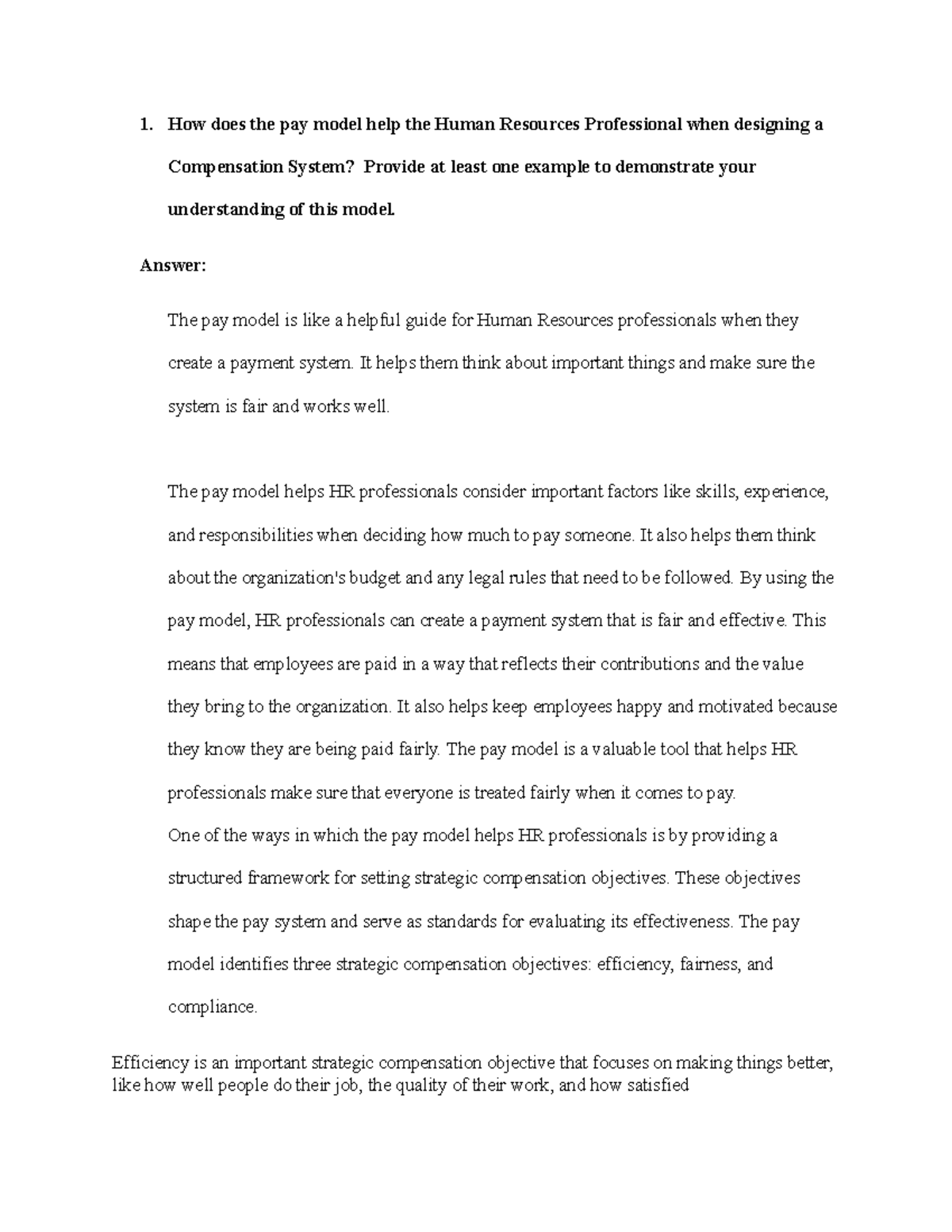 How does the pay model help the Human Resources Professional when ...