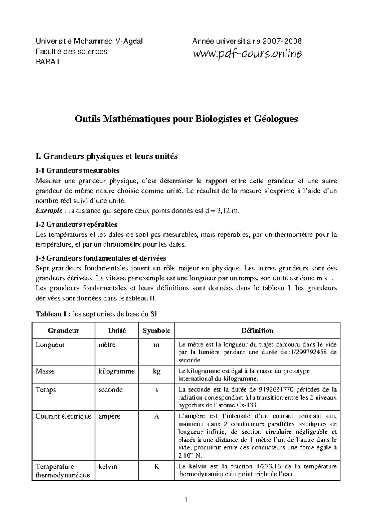 1 math SVT s1 - Histologie - Univer sit é Mohammed V-Agdal Année univer ...