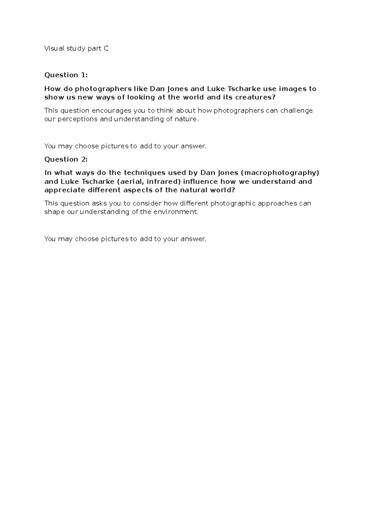 Visual study Guiding Questions 1 - Visual study part C Question 1: How ...