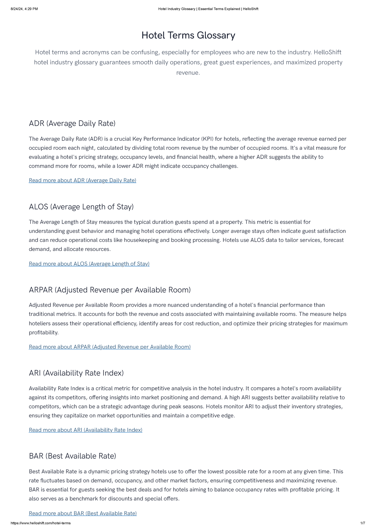 Hotel Industry Glossary - Hotel Terms Glossary Hotel terms and acronyms ...