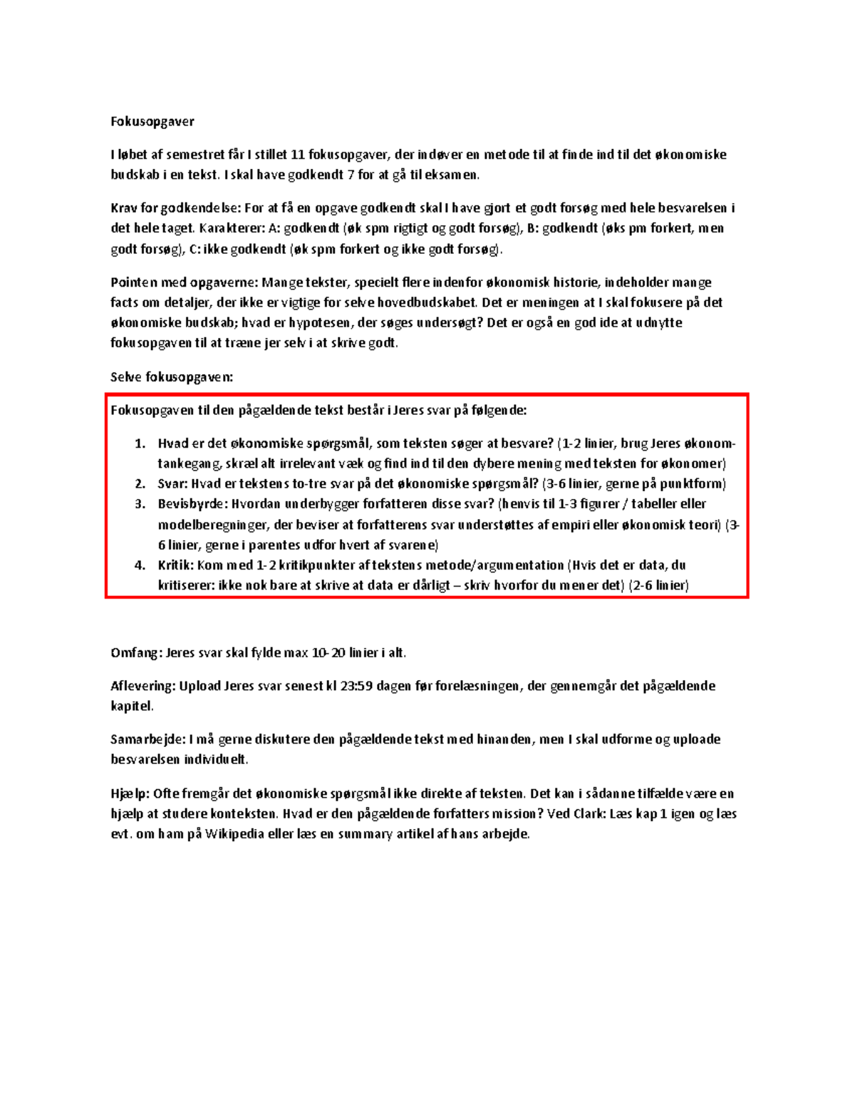 Fokusopgaven tekst - Fokusopgave - Fokusopgaver I løbet af semestret ...