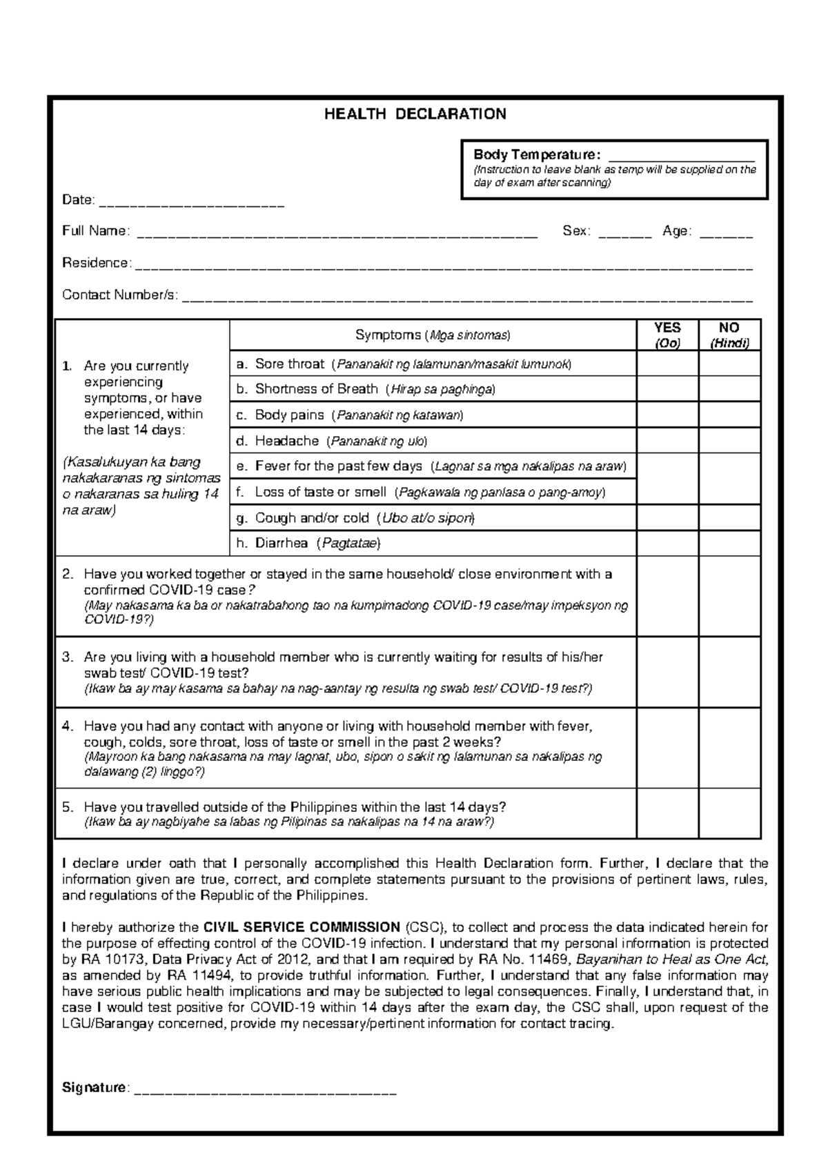 Annex-b health-declaration-form a1-whole-page a - HEALTH DECLARATION ...