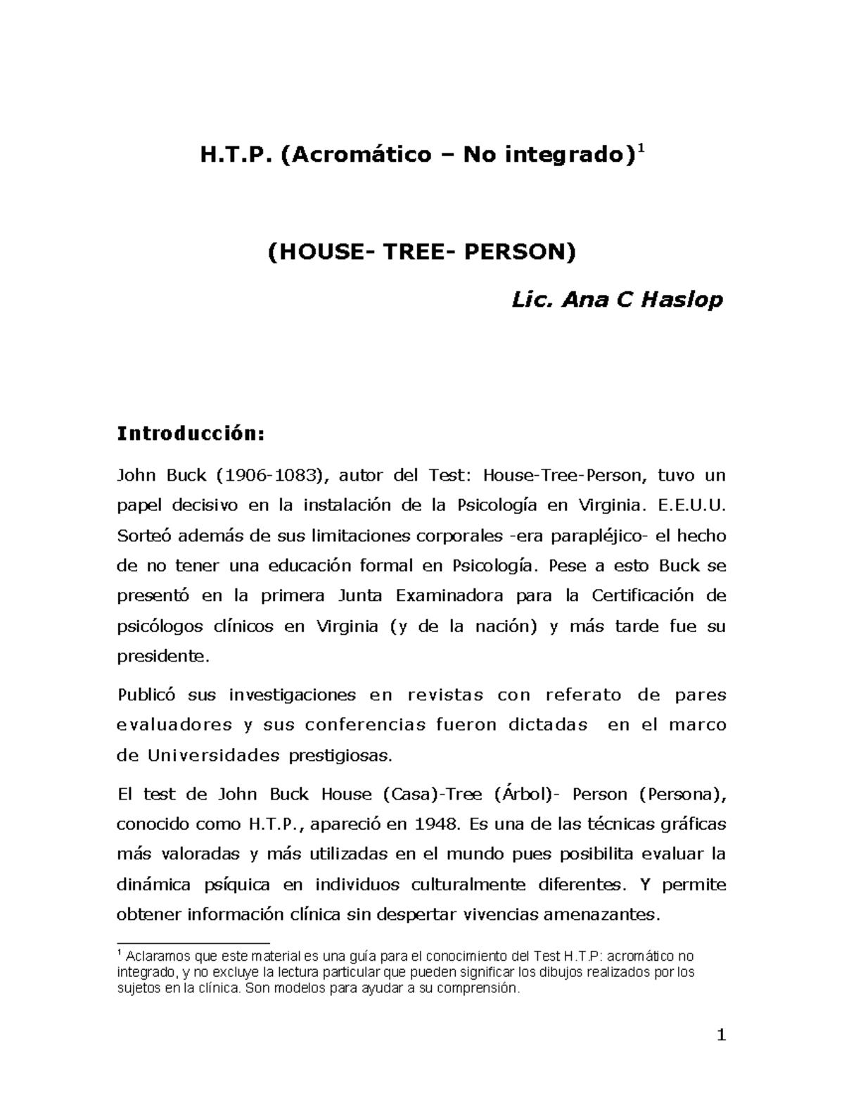Manual htp - Test - H.T. (Acromático – No integrado) 1 (HOUSE- TREE ...