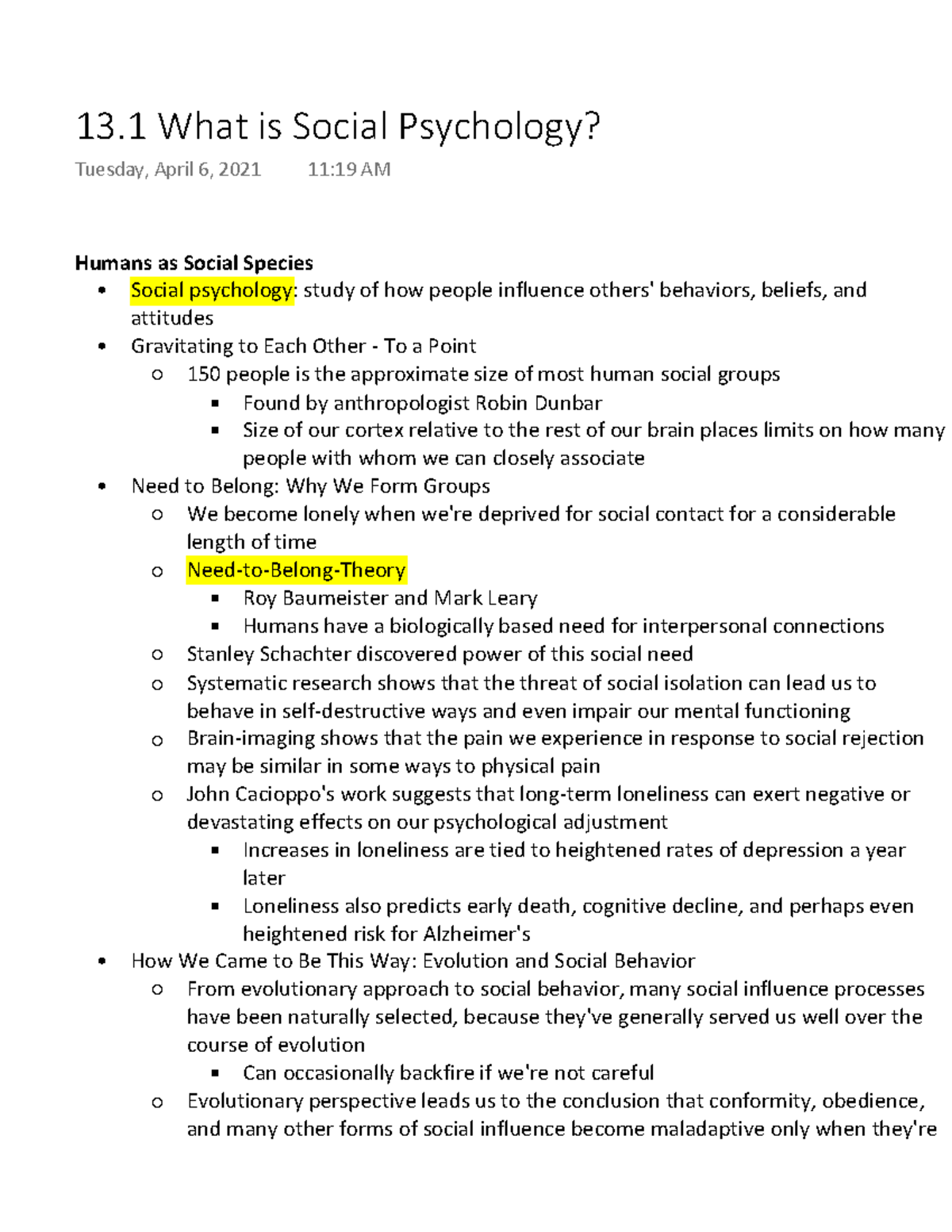 13.1 What is Social Psychology - Humans as Social Species Social ...