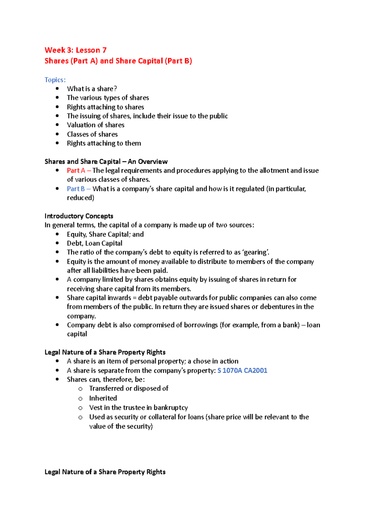 Session 7 (Part A and B) - Week 3: Lesson 7 Shares (Part A) and Share ...