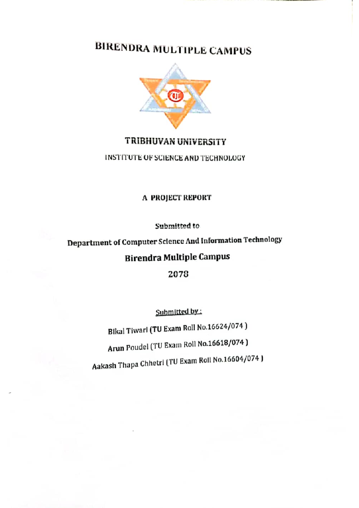 Copy of report - Computer science Information Technology - Studocu