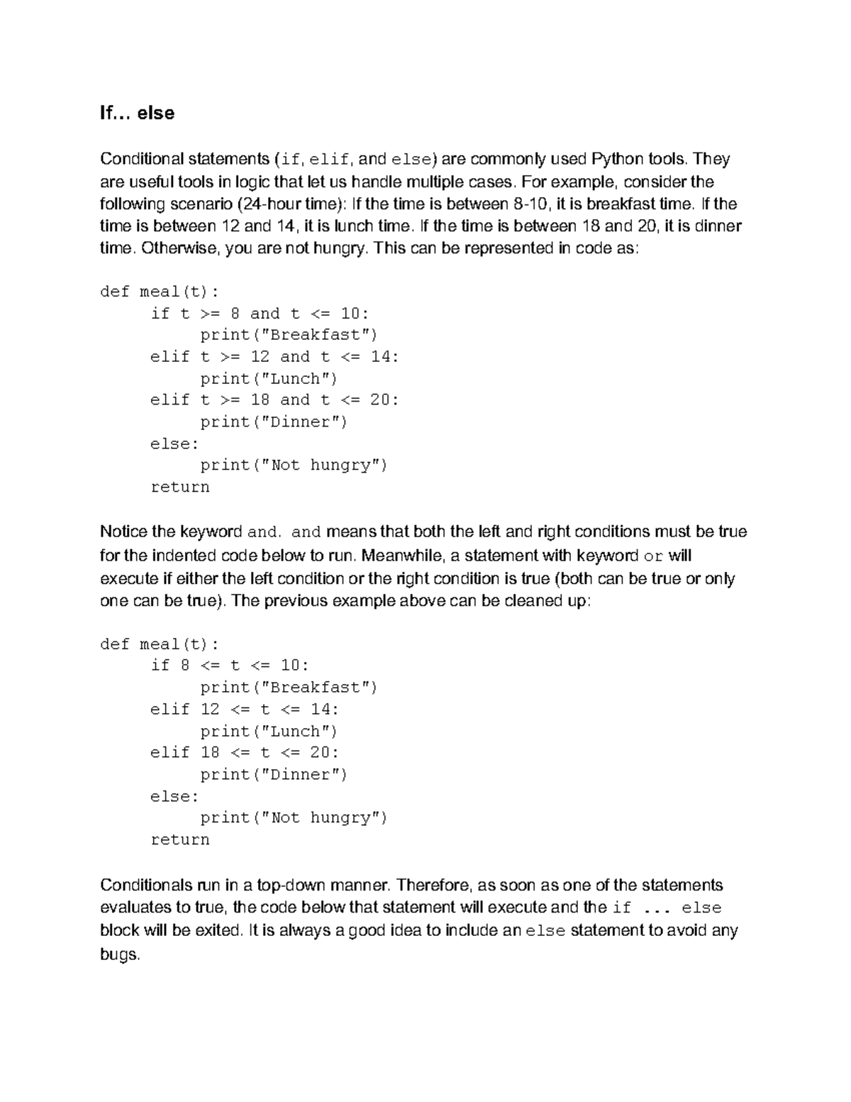 Week4-Nathan - praitce materials - If... else Conditional statements ...