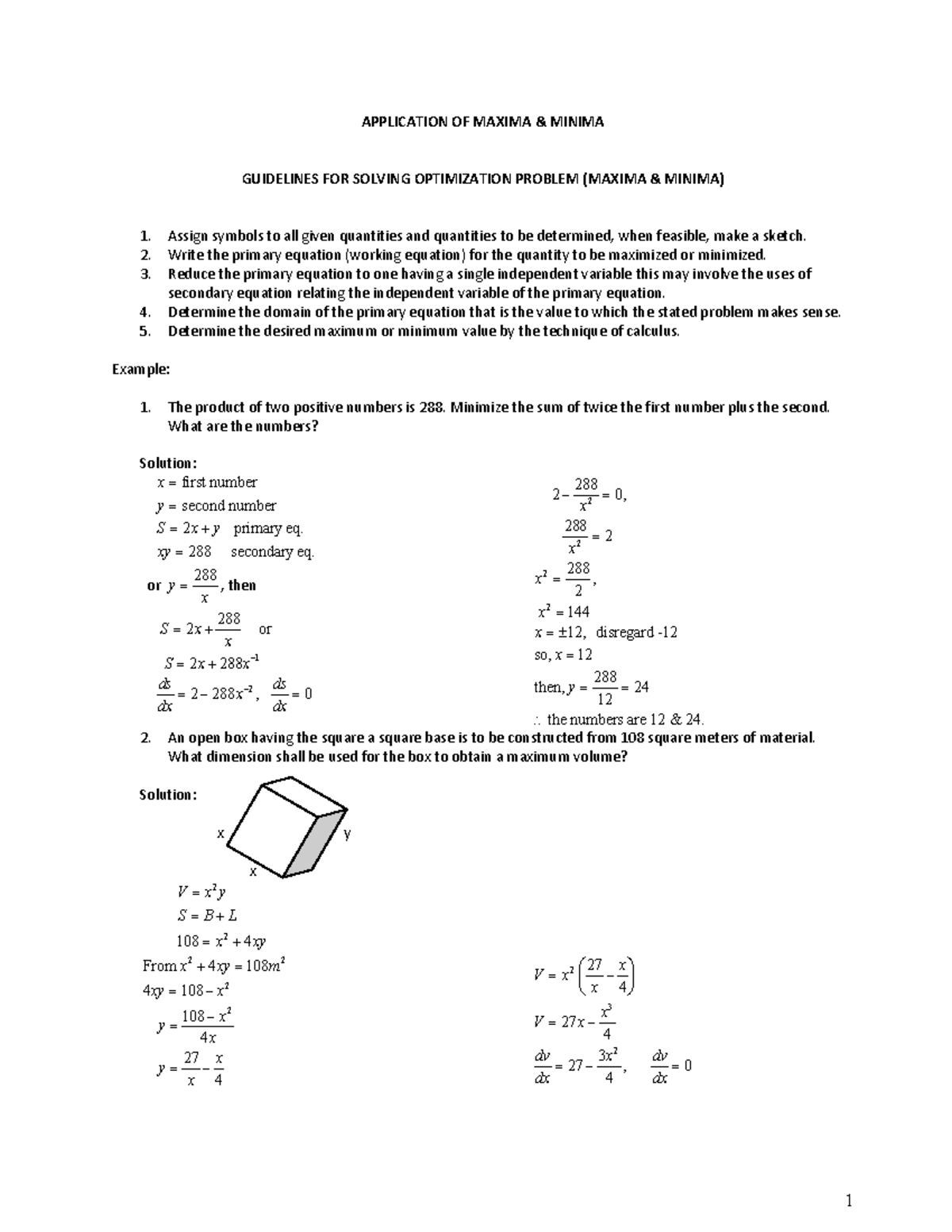 App of maxima & minima - more information needed by the students . have ...
