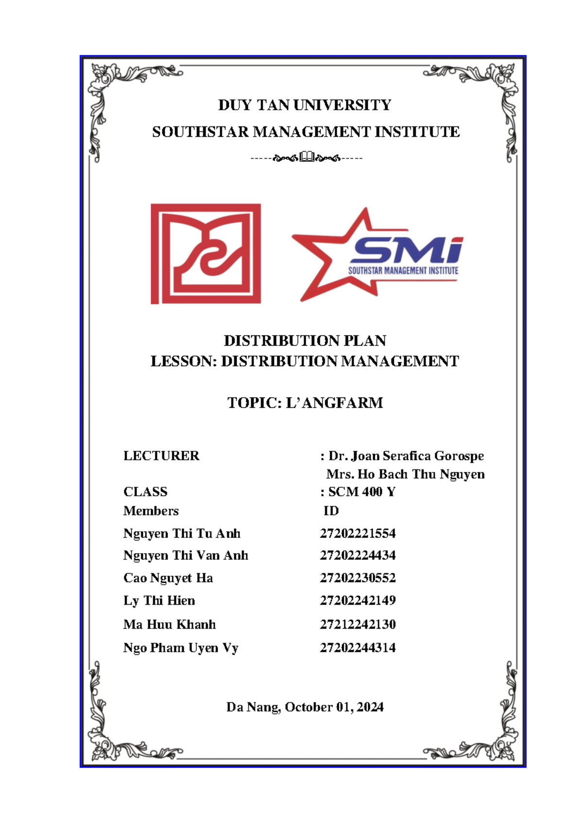 SCM 400 Y 2024F Langfarm Dried Fruit Word - DUY TAN UNIVERSITY ...