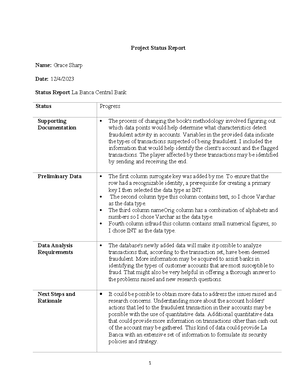 Sharp DAT 325 Project Two - DAT 325 Project Two Template Executive Summary Report Grace Sharp ...