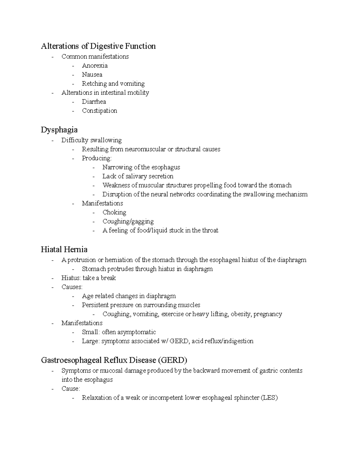 Disorders of GI Function - Alterations of Digestive Function Common ...