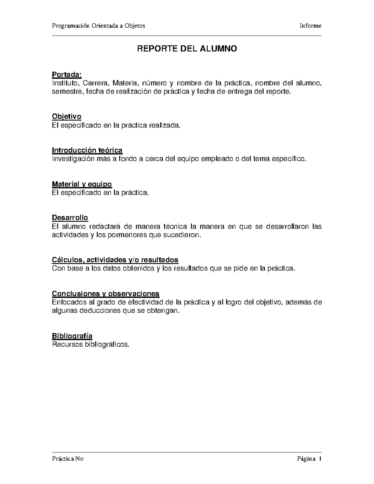 POO Informe Alumno - Programación Orientada a Objetos Informe REPORTE DEL ALUMNO Portada ...