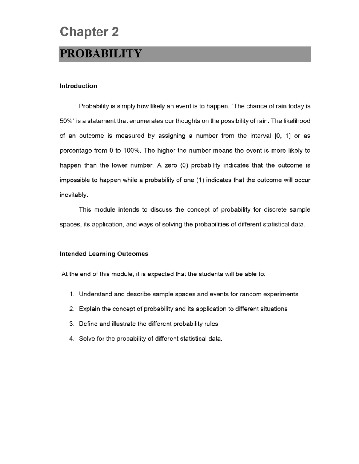 Module 2-Probability - Psychology - BS Psychology - Studocu