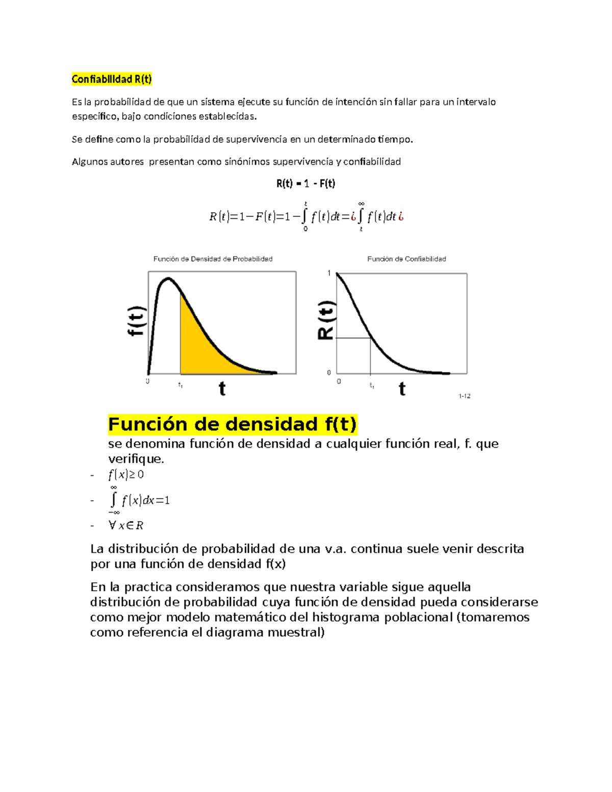 Confiabilidad R - Investigación - Confiabilidad R(t) Es la probabilidad ...