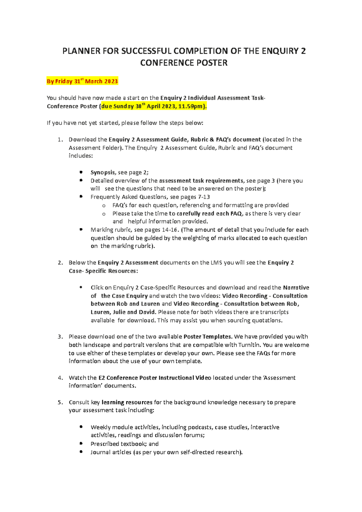 E2 Assessment Planner IDH 2023 - PLANNER FOR SUCCESSFUL COMPLETION OF ...