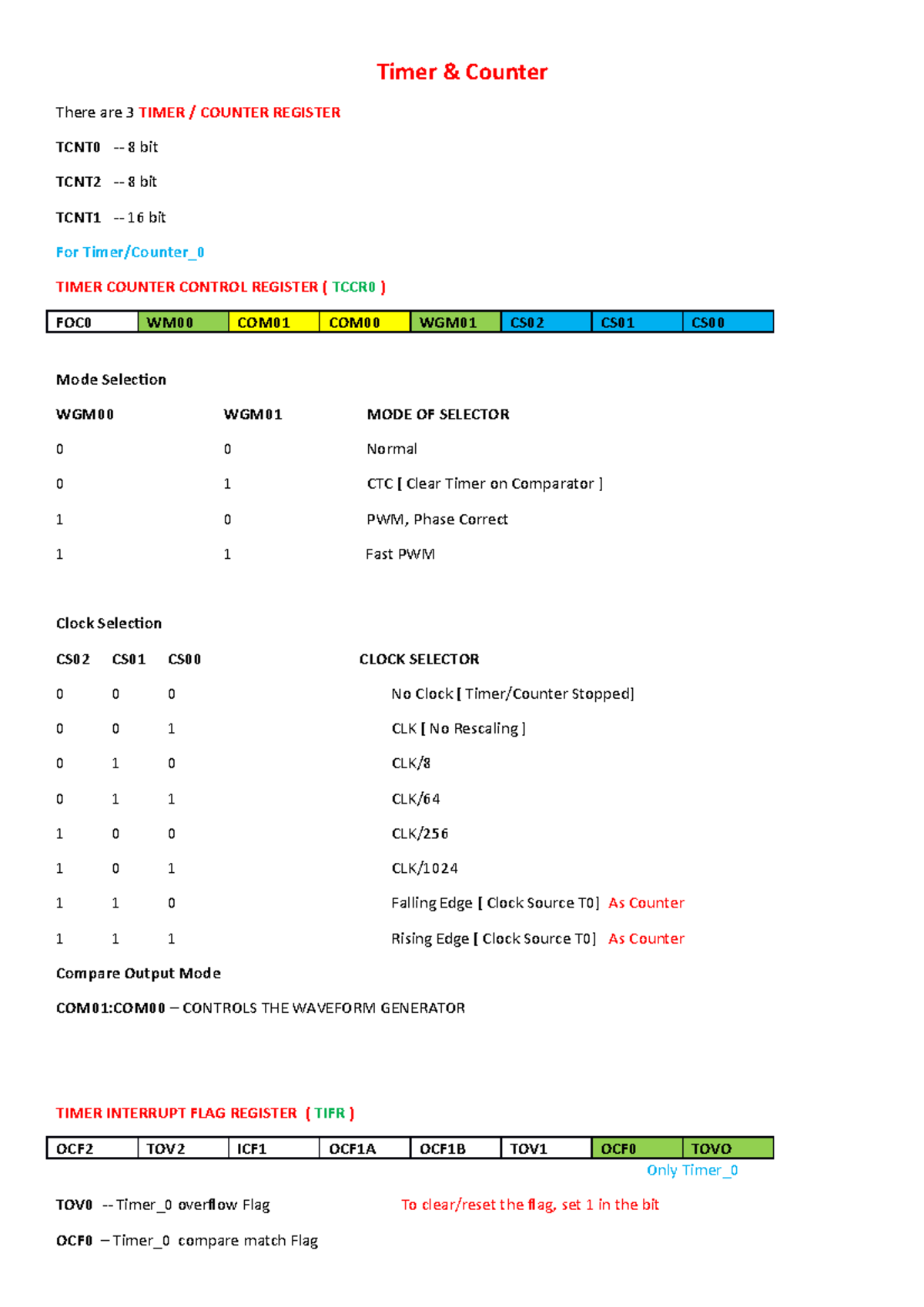 Timer Counter Note - Lecture notes 10 - Timer & Counter There are 3 ...