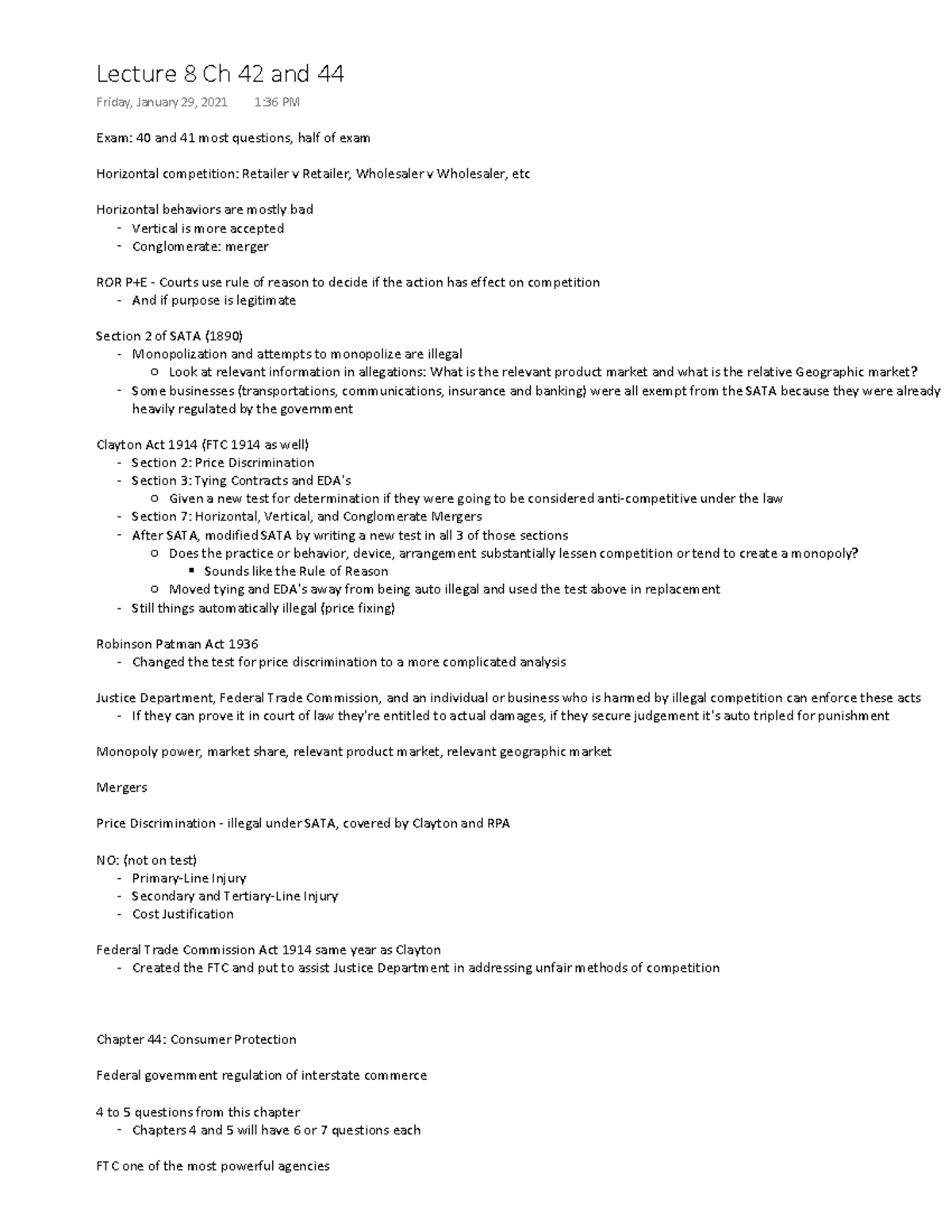 Document 8 - Chapter 8 - Lecture 8 Ch 42 and 44 Friday, January 29 ...