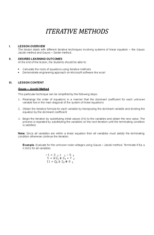 Module 6- Curve Fitting Techniques - CURVE FITTING TECHNIQUES I. LESSON TITLE LEAST SQUARE - Studocu