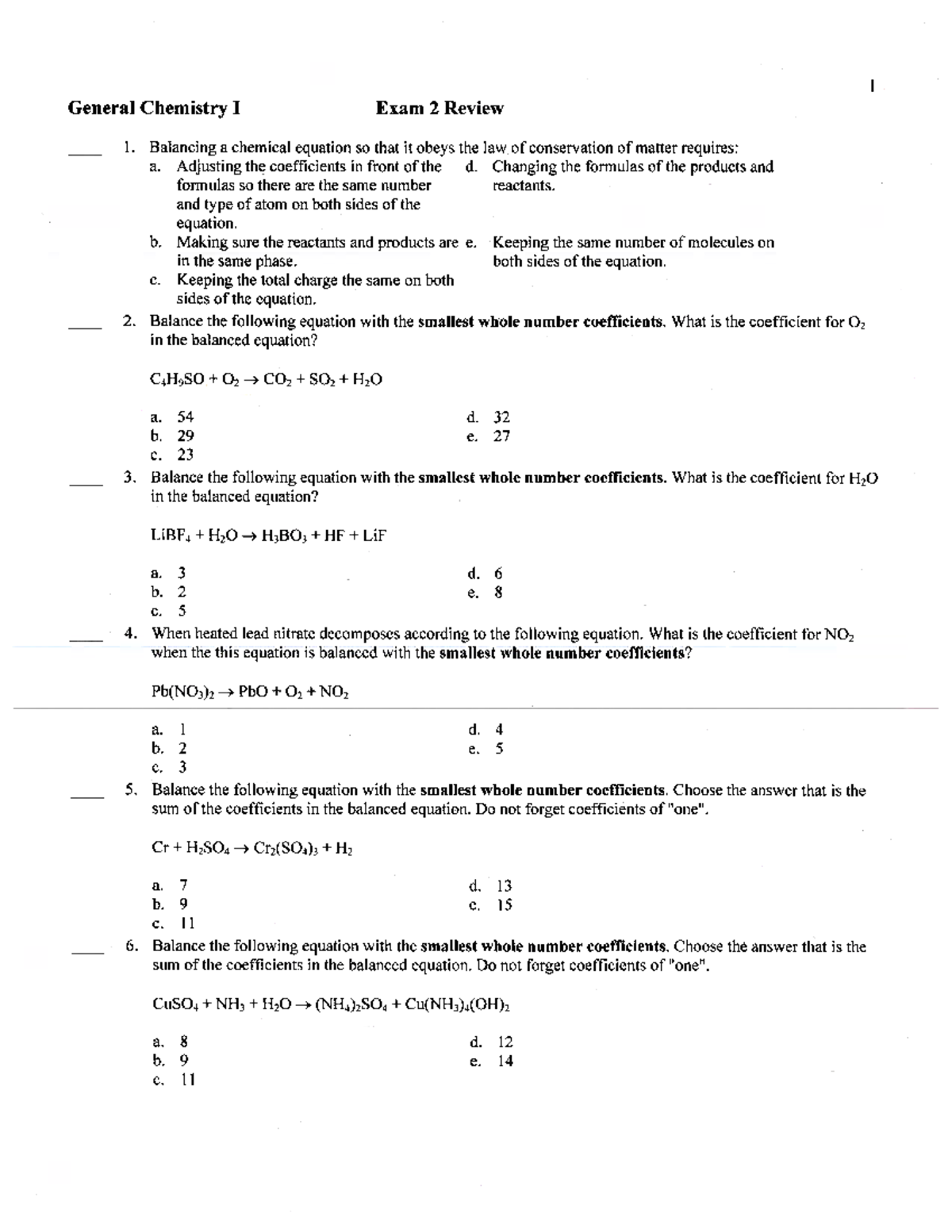 Chemistry Final Exam Review Regular Part 2 Spring 2022 - 1 General ...