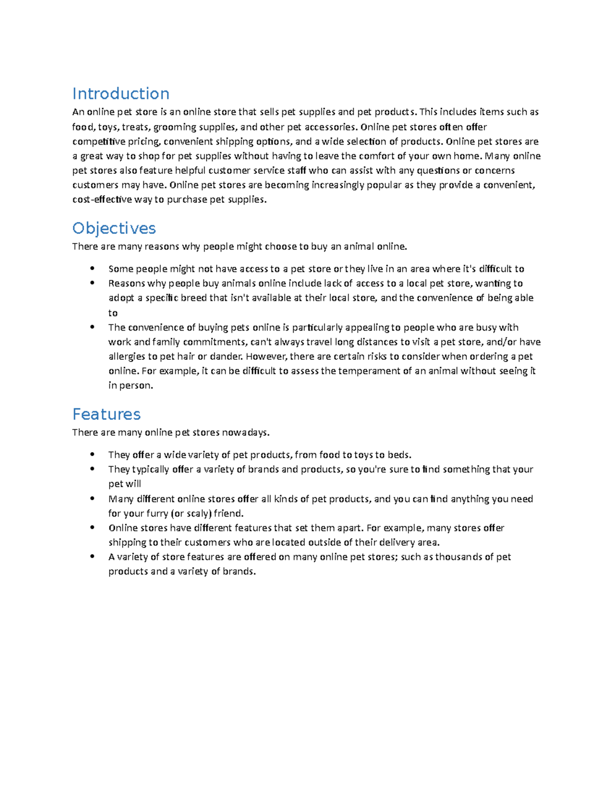 Vision-Online pet store - Introduction An online pet store is an online ...