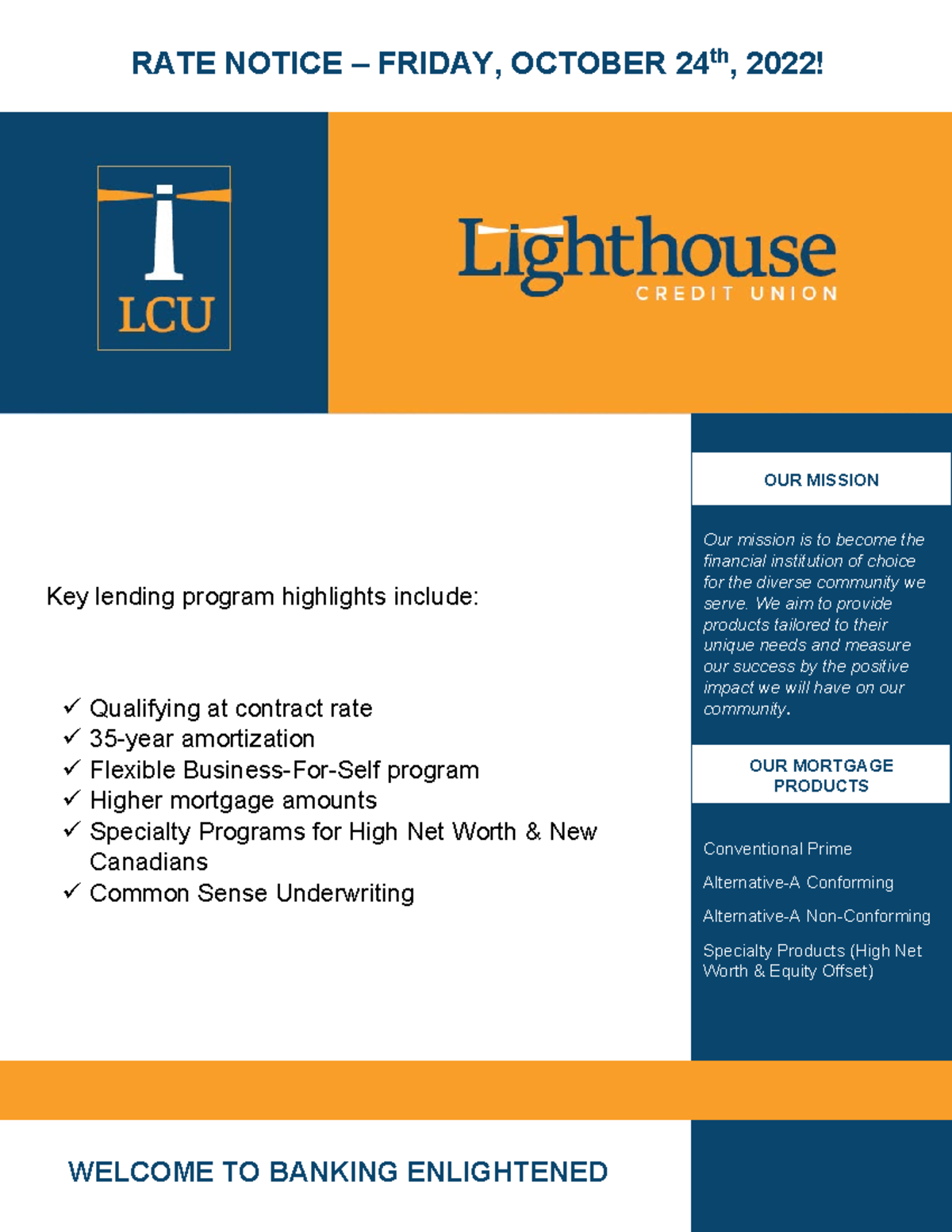 Lighthouse Rate Sheet (October 24 2022) - RATE NOTICE – FRIDAY, OCTOBER ...