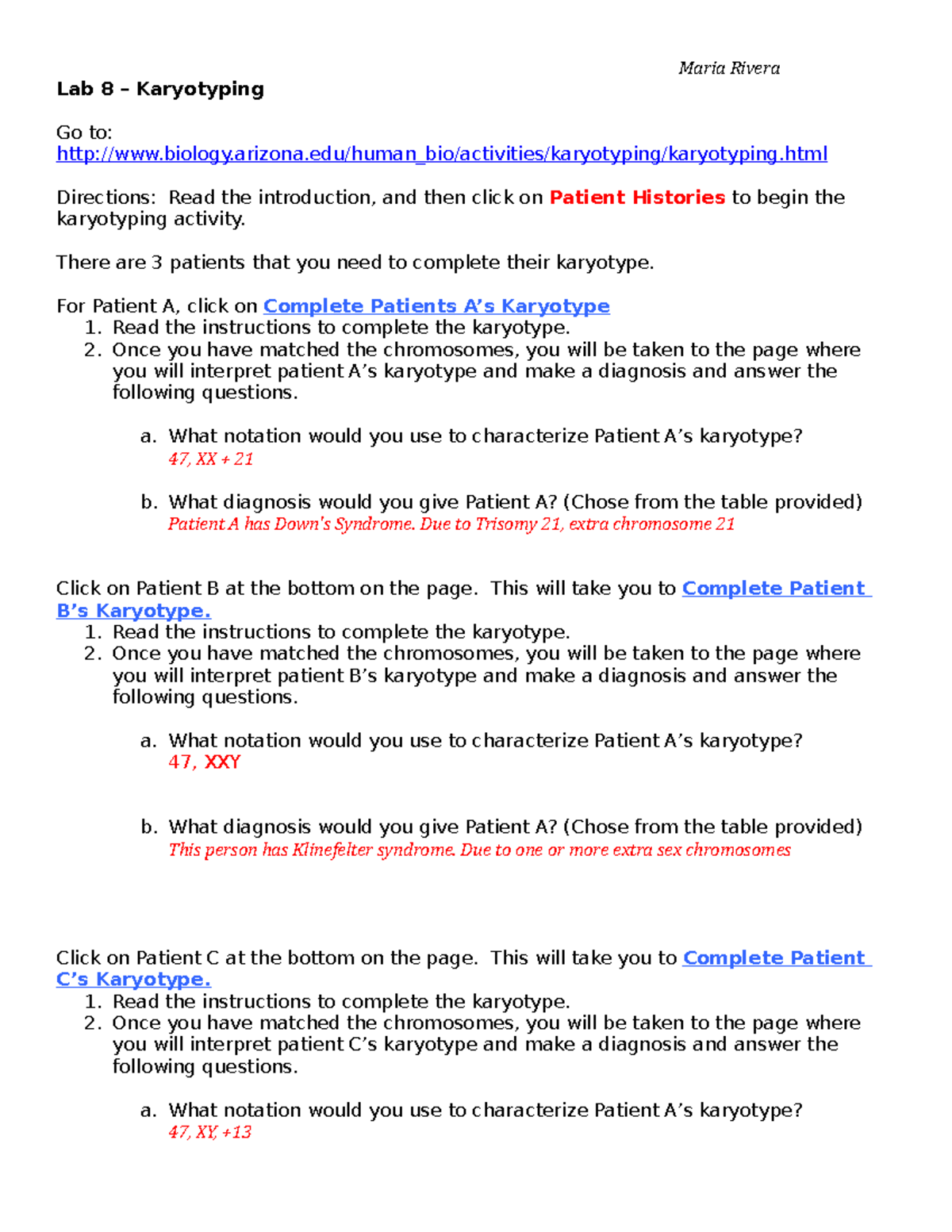 Lab 8 – Karyotyping - lab - Maria Rivera Lab 8 – Karyotyping Go to ...