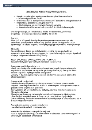 F1. Embriogeneza - Embriogeneza Kom. Macierzyste – zarodkowe, chimery ...