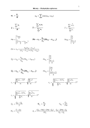 A wzory statopis - Statystyka opisowa - karta wzorów - Analiza ...