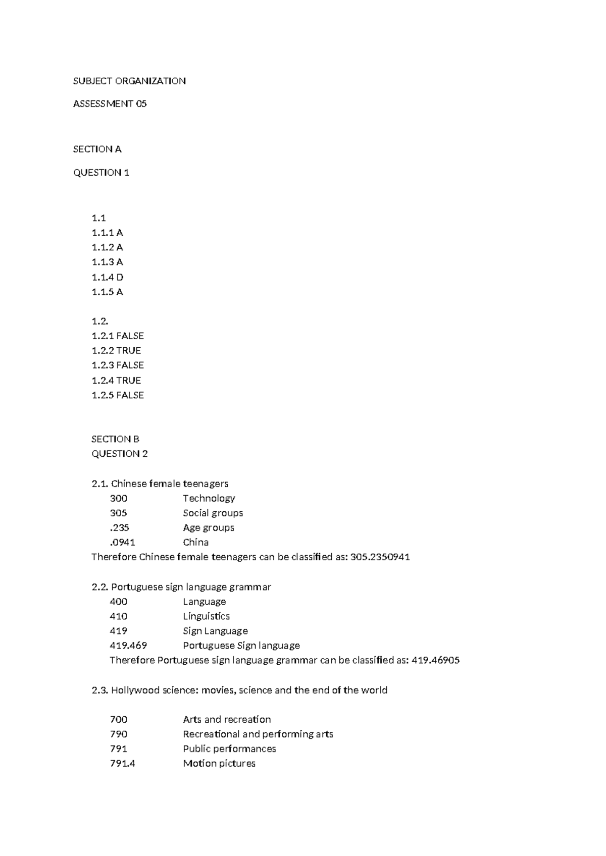 Subject Organization - PRACTICE WORK - SUBJECT ORGANIZATION ASSESSMENT ...