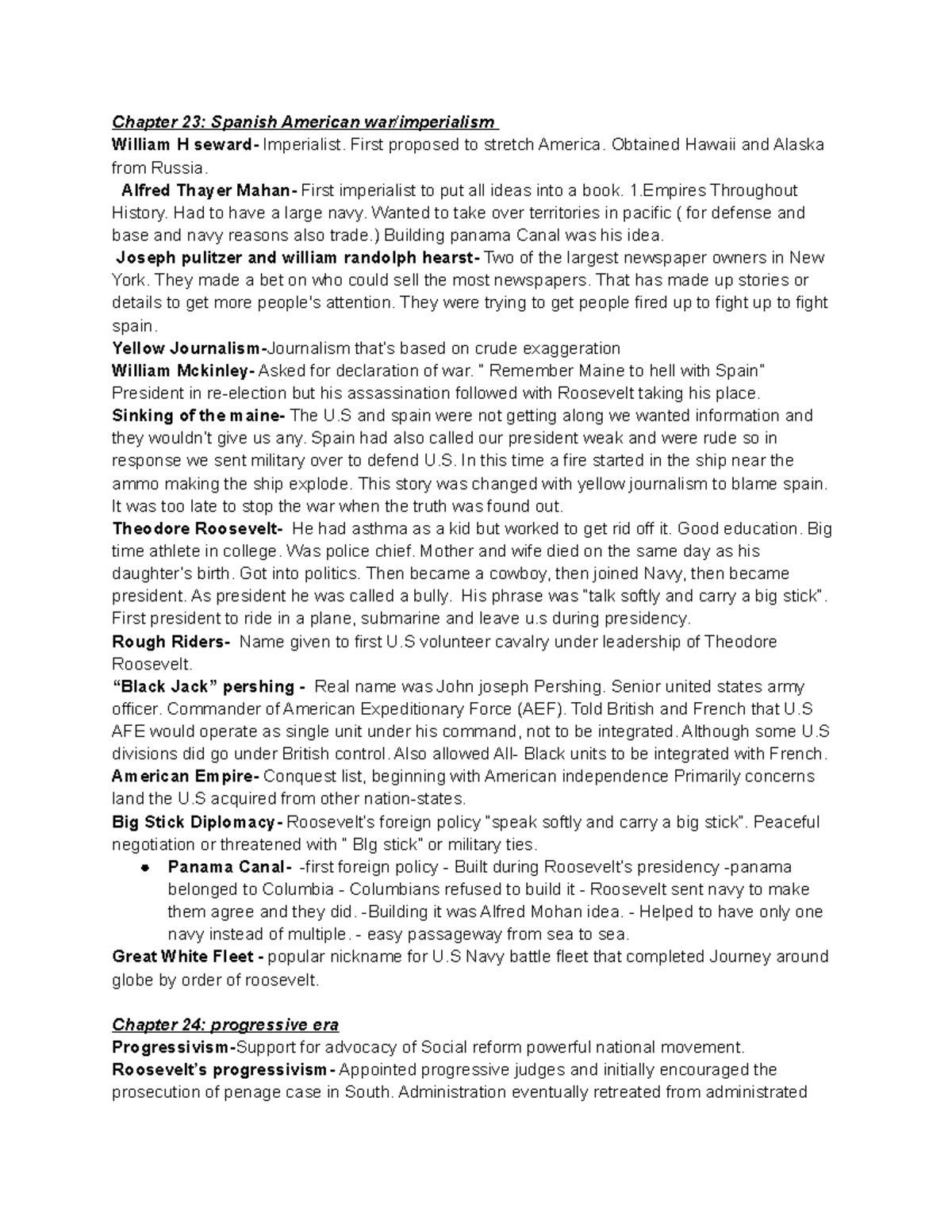 History study guide - Chapter 23: Spanish American war/imperialism ...