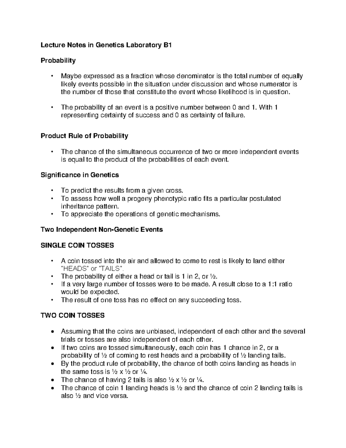 Genetics-Lab-and-Lec-Notes-B1 - Lecture Notes in Genetics Laboratory B ...