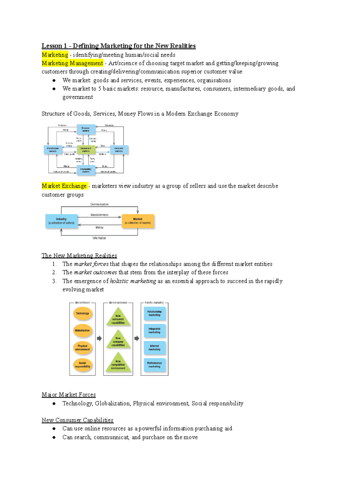 MKTG 1030 Midterm Study Guide - Lesson 1 - Defining Marketing for the ...
