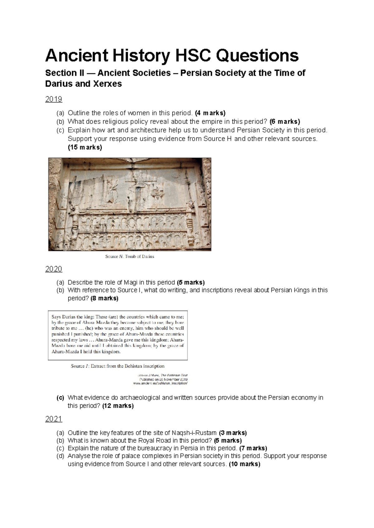 HSC Section II - HSC Questions - Ancient History HSC Questions Section ...