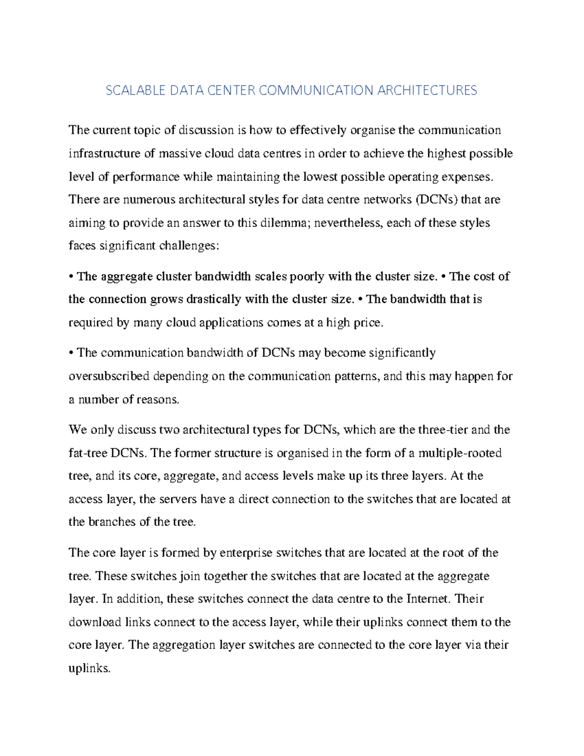 Scalable DATA Center Communication Architectures - SCALABLE DATA CENTER ...